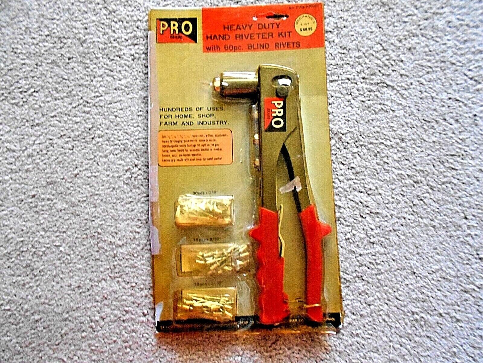 Pro Brand Heavy Duty Hand Riveter Kit with 60 pc. Blind Rivets No. PRO ...