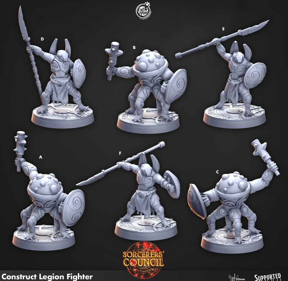 3D Printed Cast n Play Construct Legion Fighter Sorcerers Council 28mm 32mm D&D - 28mm