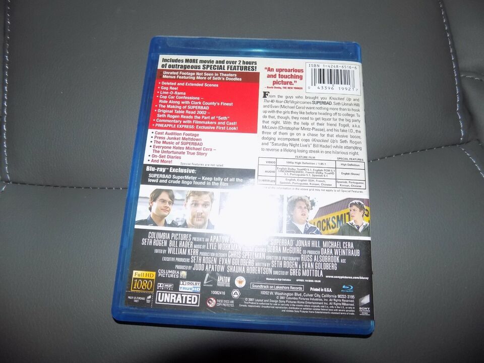Superbad (Blu-ray Disc, 2007, 2-Disc Set, Unrated Extended Cut) EUC - DVDs & Blu-ray Discs