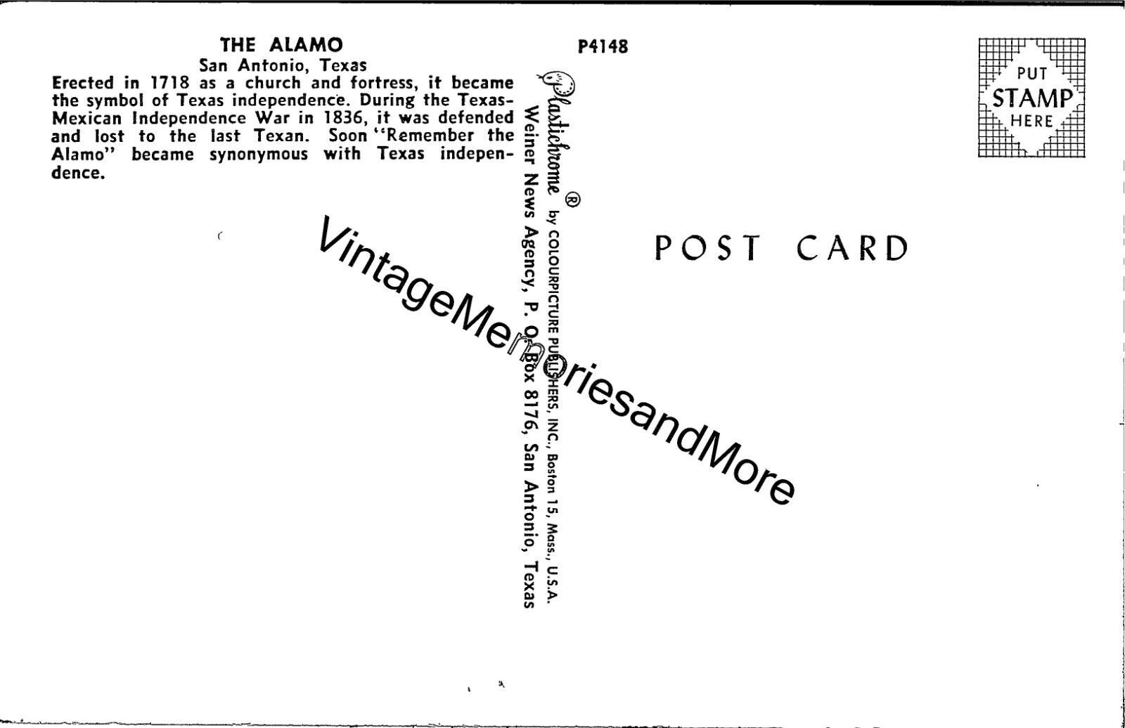 The Alamo San Antonio TX Postcard PC342 - Non-Topographical Postcards