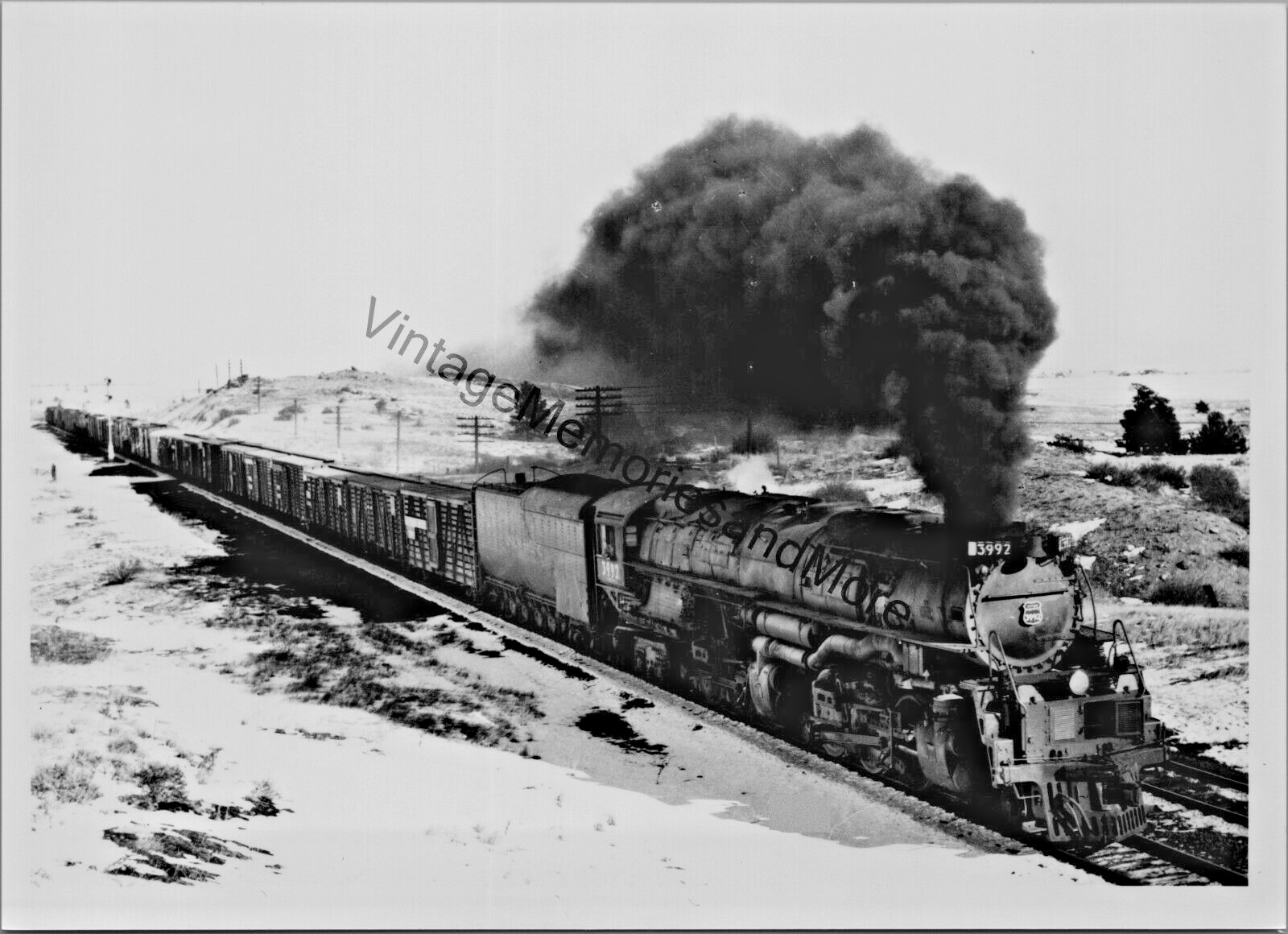 Vintage Union Pacific Railroad 3992 Steam Locomotive 5" x 7" Real Photo T2-479 - Railroadiana ...