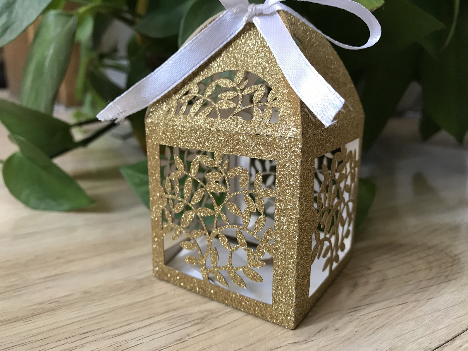 100pcs Glitter Laser Cut Wedding Gift Box with Ribbon for Birthday ...