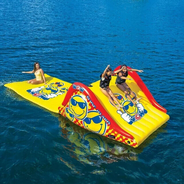 GIANT HUGE INFLATABLE WOW FLOATING ISLAND SLIDE WATER WALKWAY LAKE ...