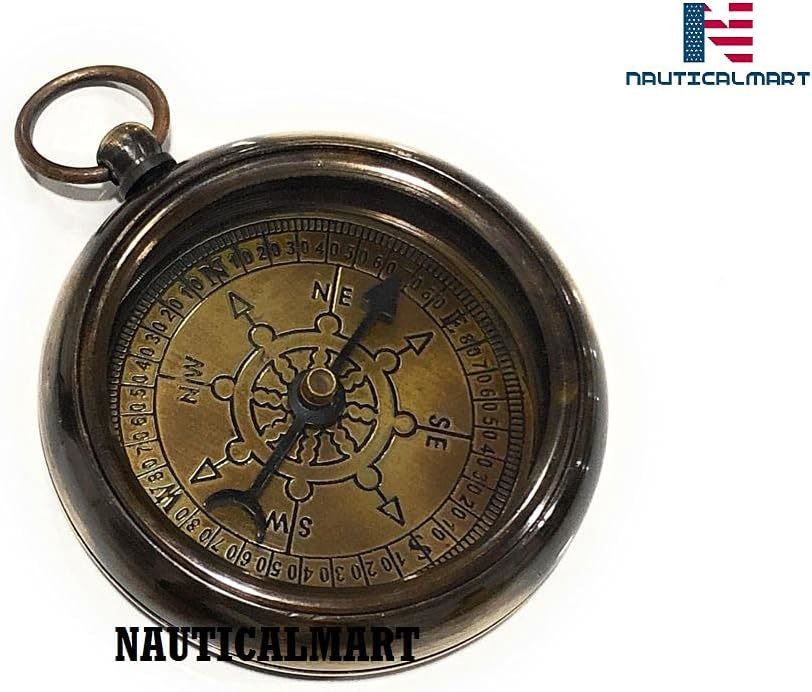 Grow Old with ME Engraved Brass Compass ON Chain Directional Magnetic ...