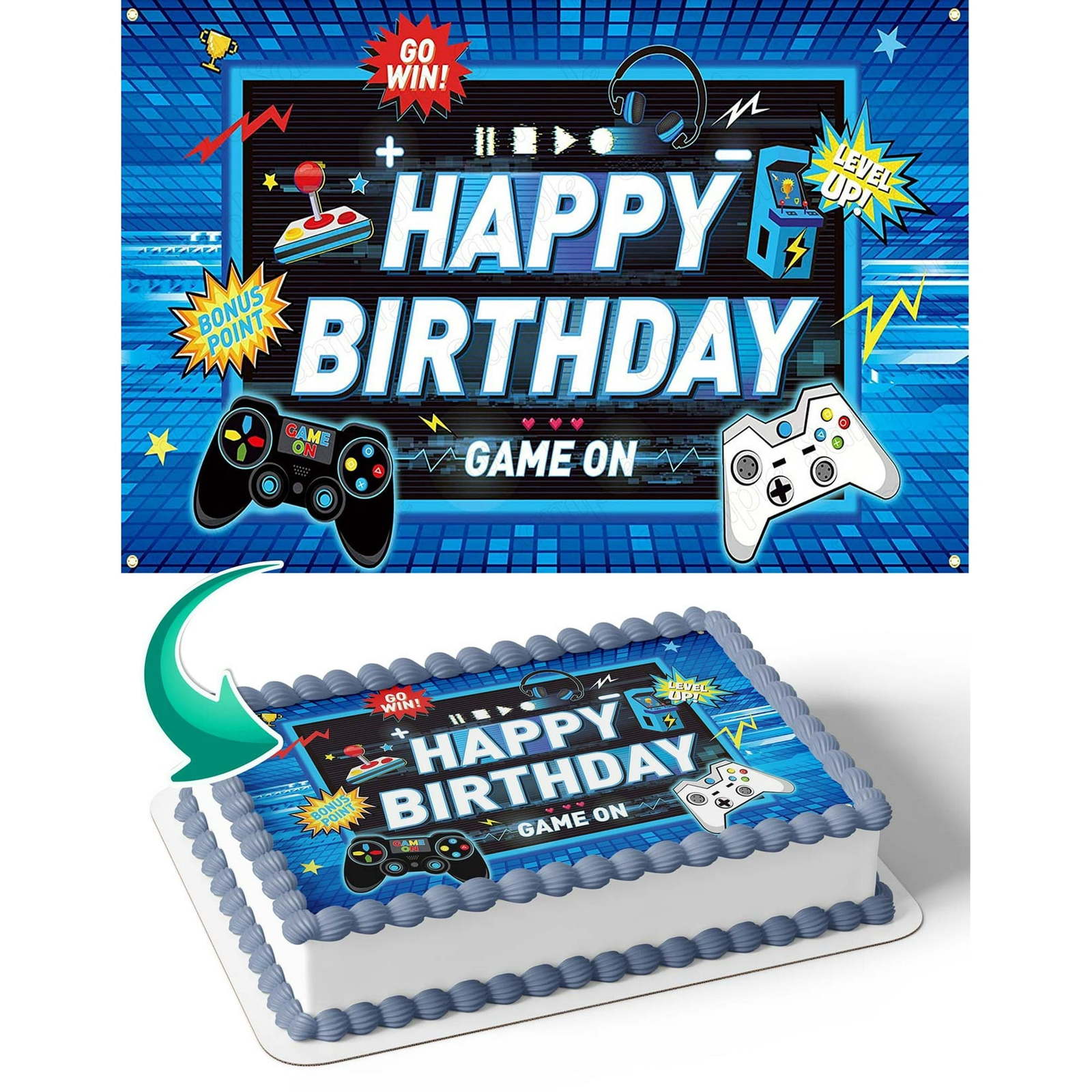 SugarMeLicious Gaming Controller Edible Cake Image Topper, Personalized ...