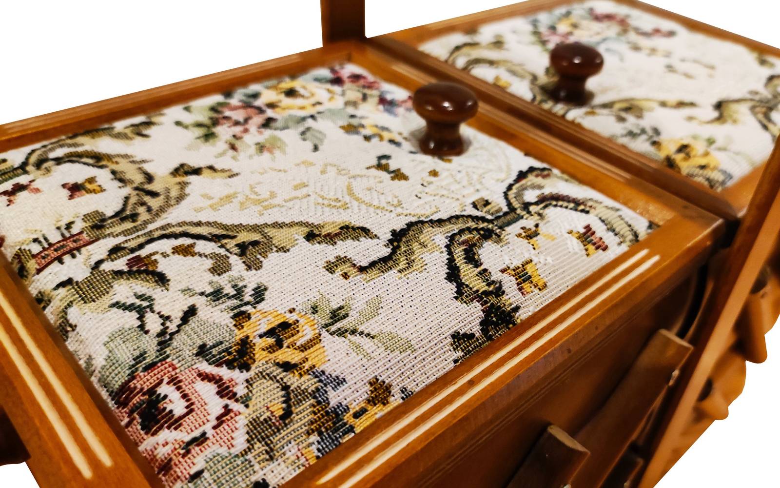Sewing box made from wood, wooden jewelry casket, decorative expandable ...