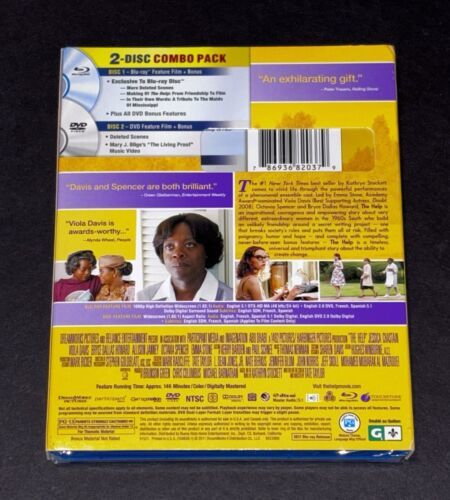 The Help (Blu-ray/DVD, 2011) with Slipcover Viola Davis Emma Stone ...