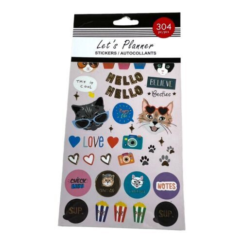 Let’s Planner Pretty Sticker Book Stickers Kitty Cat Kittens Hearts ...