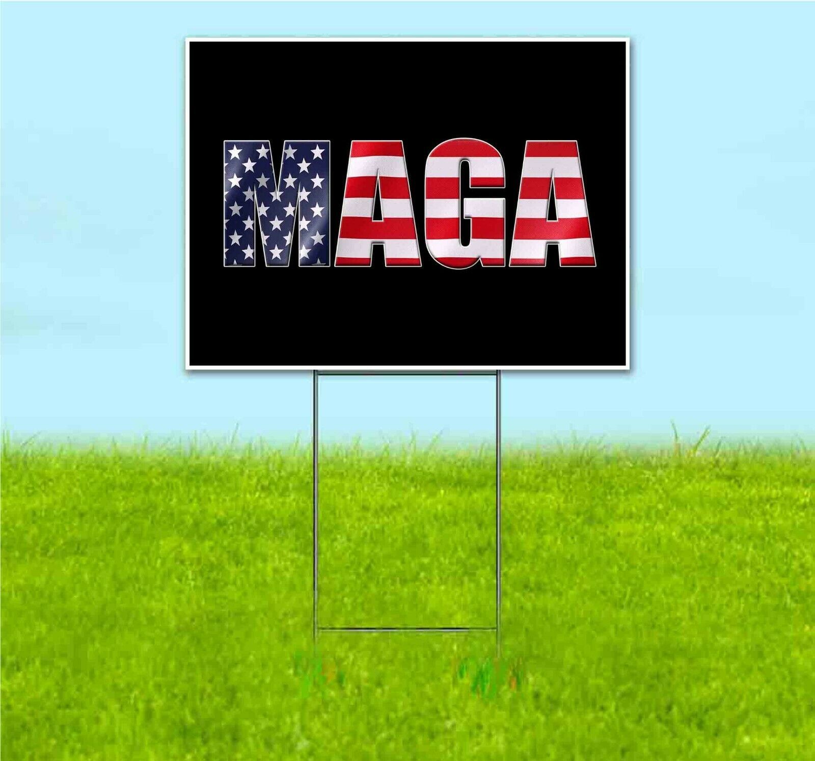 MAGA AMERICAN FLAG 18x24 Yard Sign Corrugated Plastic Bandit Lawn USA ...