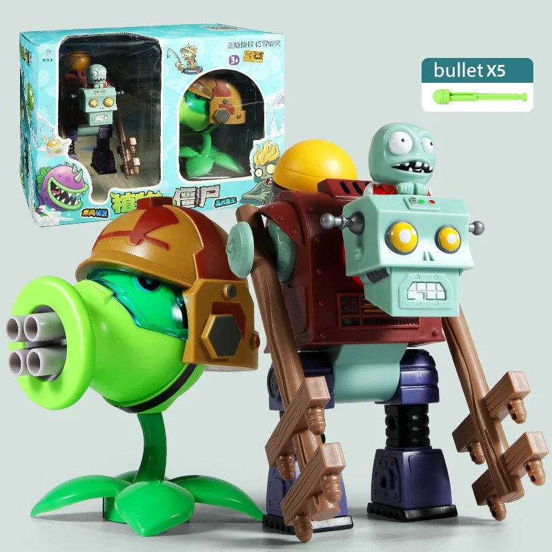 High Quality Plants vs Zombies Toys Mecha Giant Zombie Gatling Pea Soft Rubber - Action Figures ...