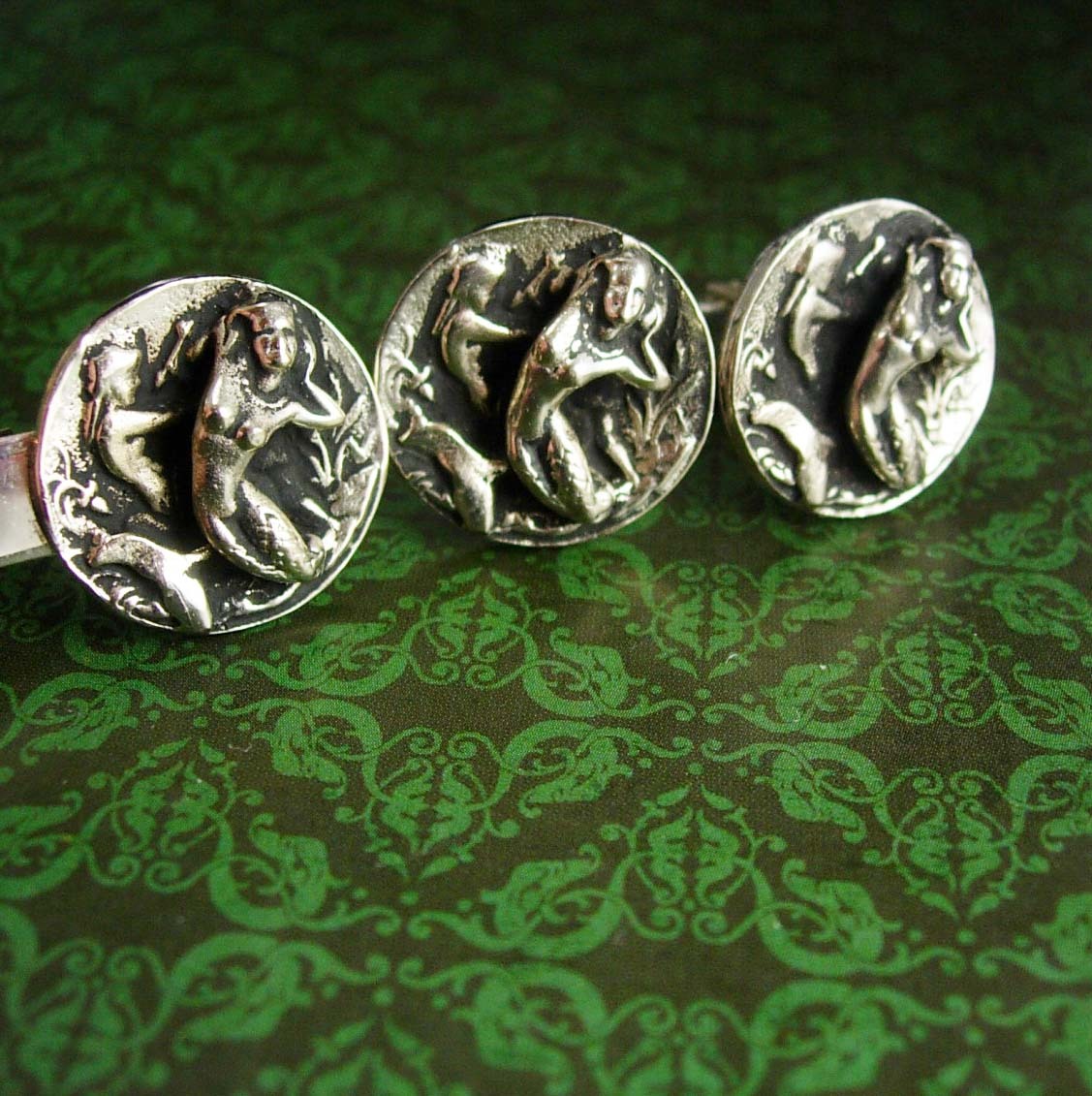 Vintage Mermaid Cufflinks Tie Clip set Fairy tale Mythical sea nymph ...