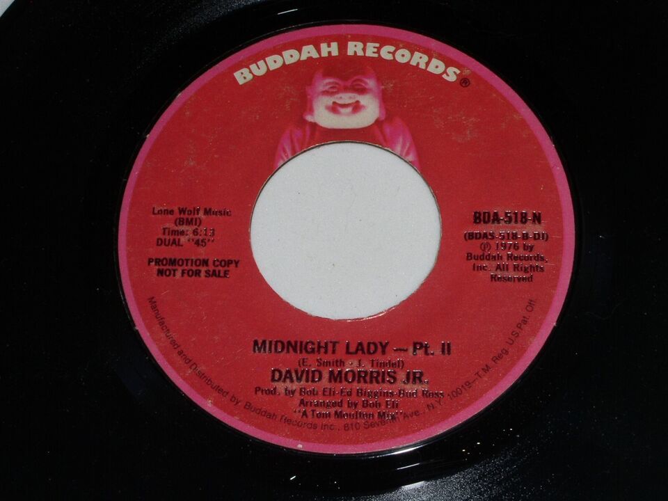 David Morris Jr. Midnight Lady Promo 45 RPM Record Vintage Buddah Label ...