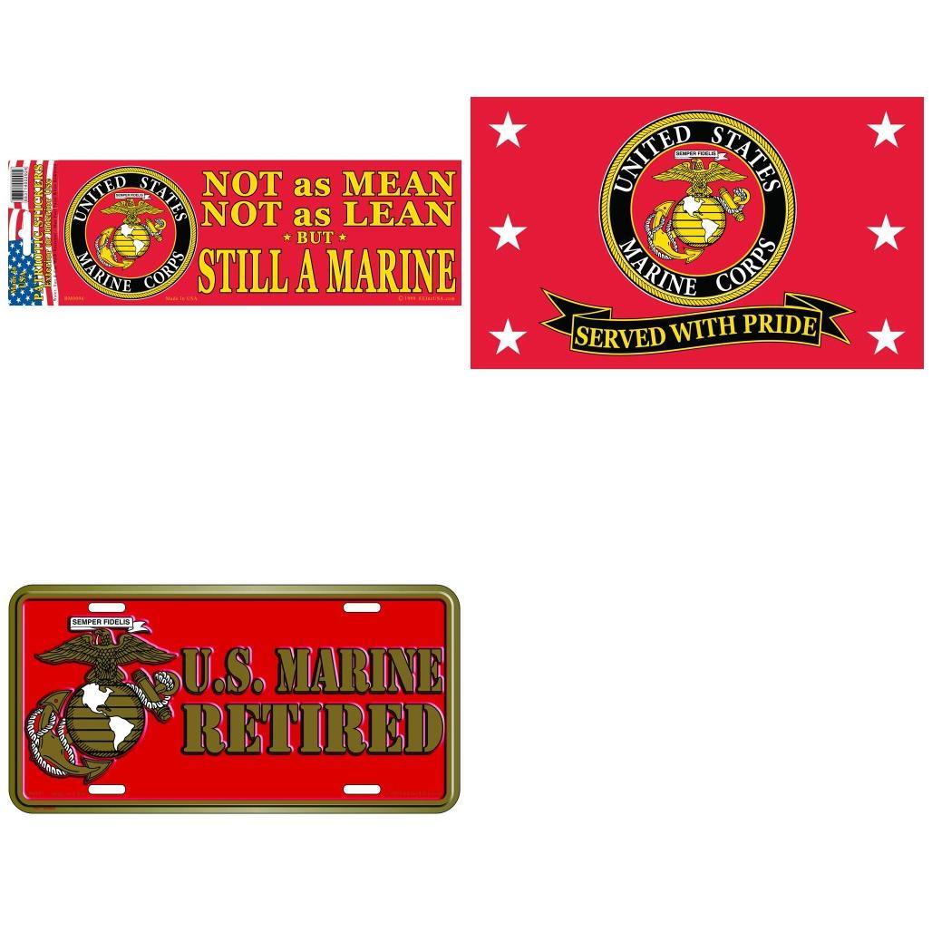United States Marine Corps Flag License Plate & Bumper Sticker ...