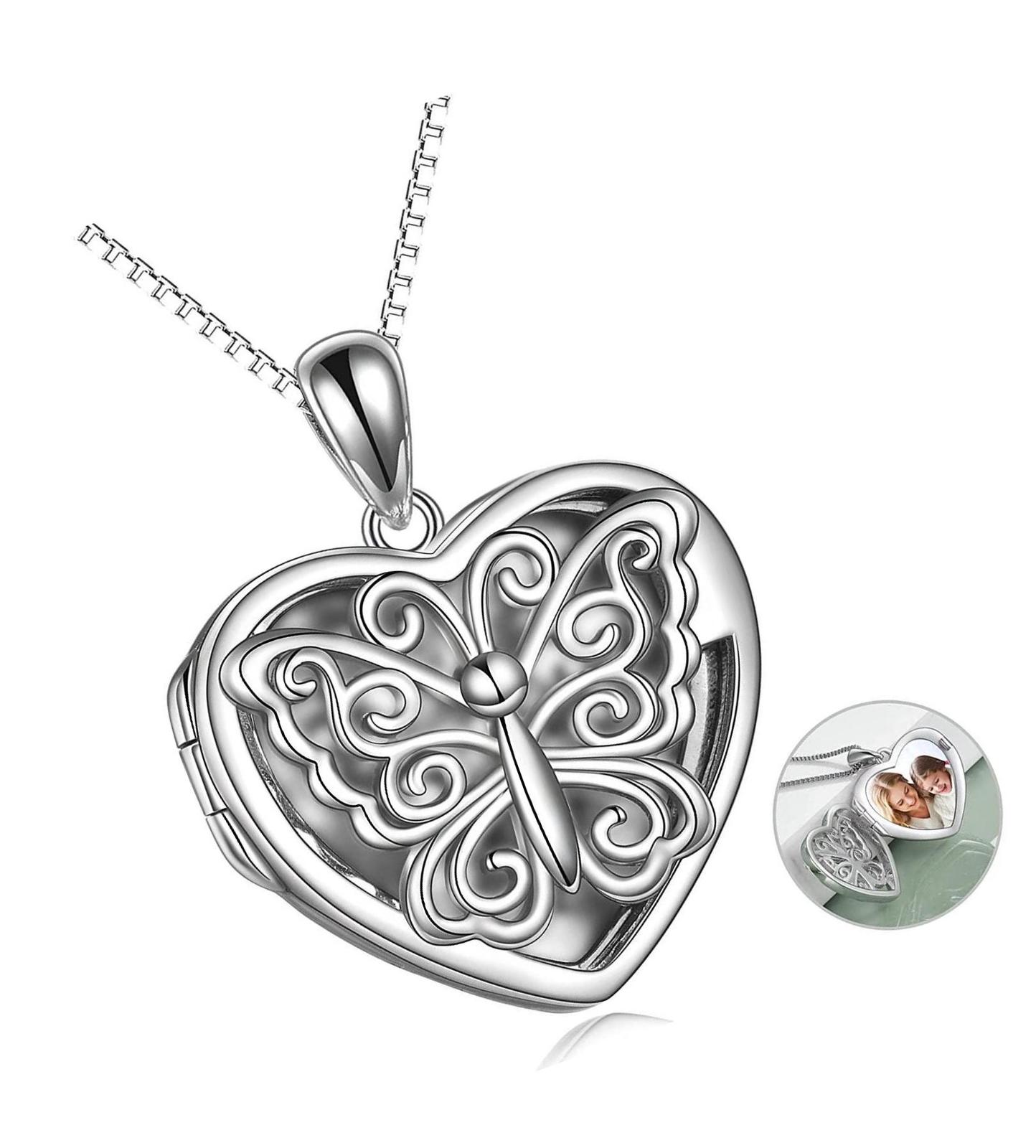 Butterfly Necklace Personalized Locket 925 Photo - Necklaces & Pendants