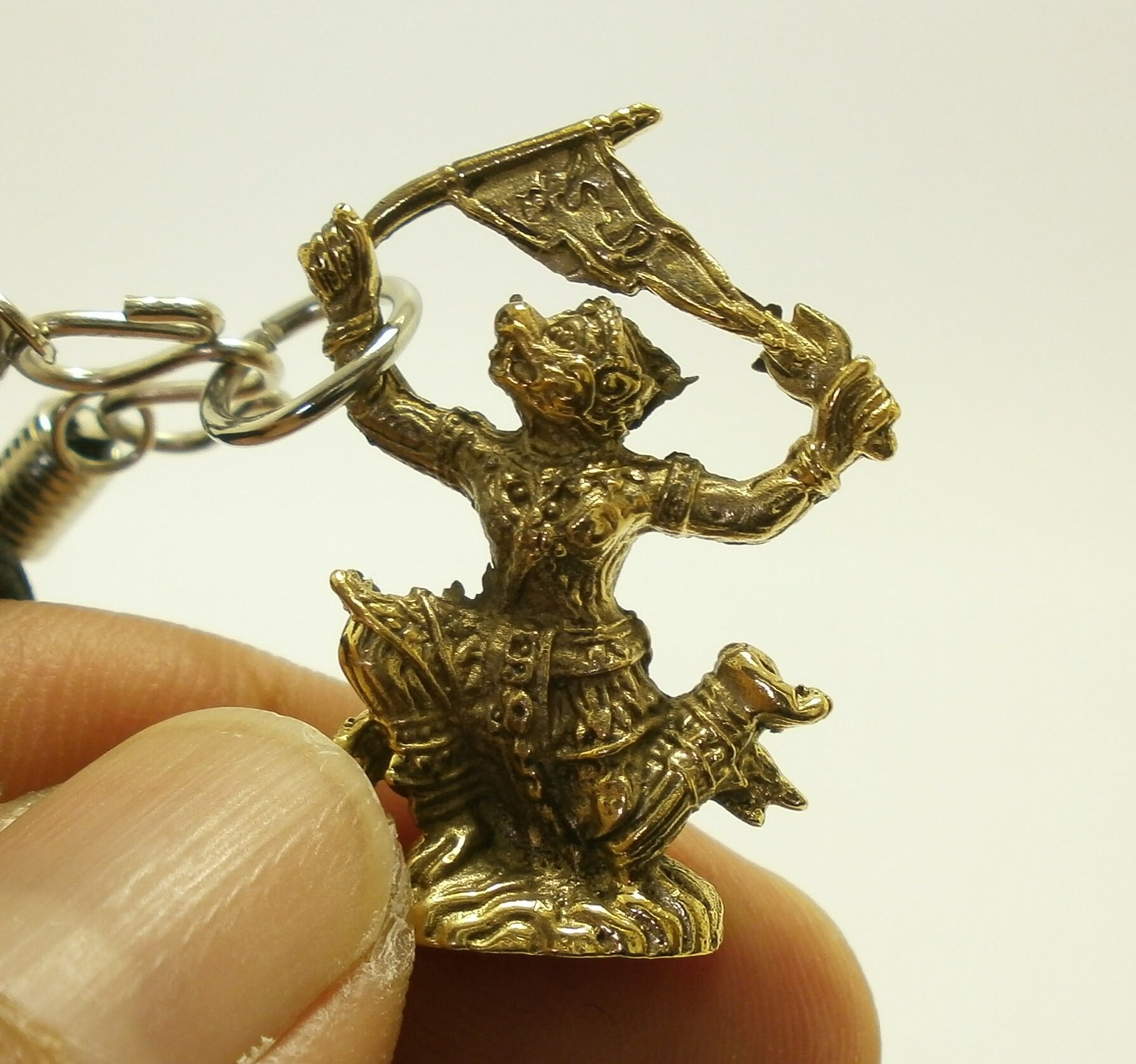 Lord Hanuman monkey king raise war flag Ramayana Hindu Muay Thai life protection - Amulets