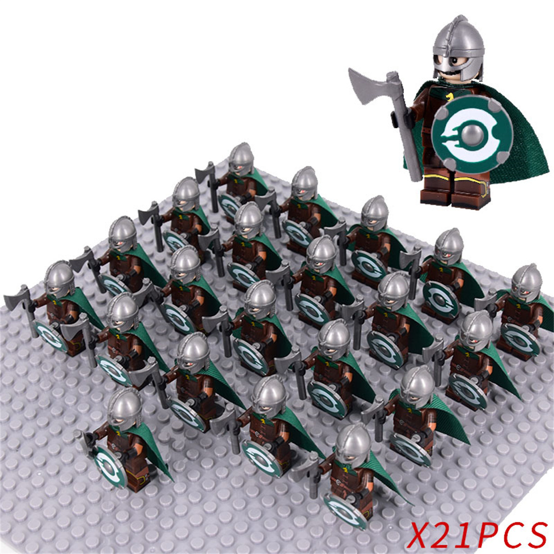 21pcs Rohan Heavy Axe Infantry Army Minifigures Toys Building Blocks ...