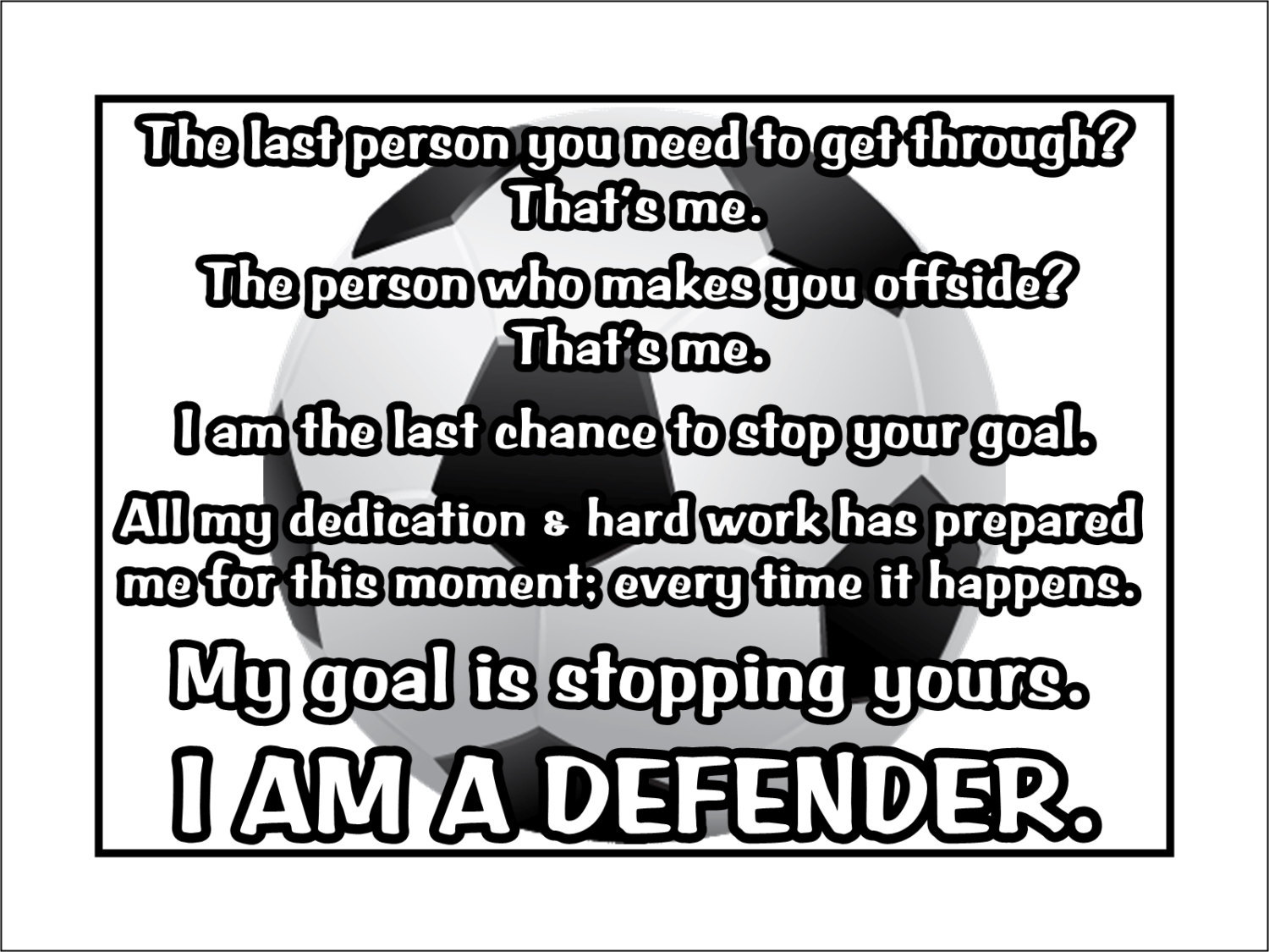Rare Inspirational Soccer Defender Motivational Quote Poster Unique ...