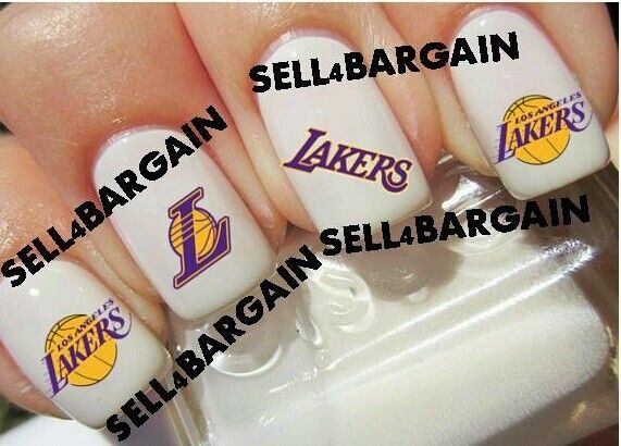 40 NBA LOS ANGELES LAKERS BASKETBALL LOGOS《3 DIFFERENT DESIGNS《Nail Art ...