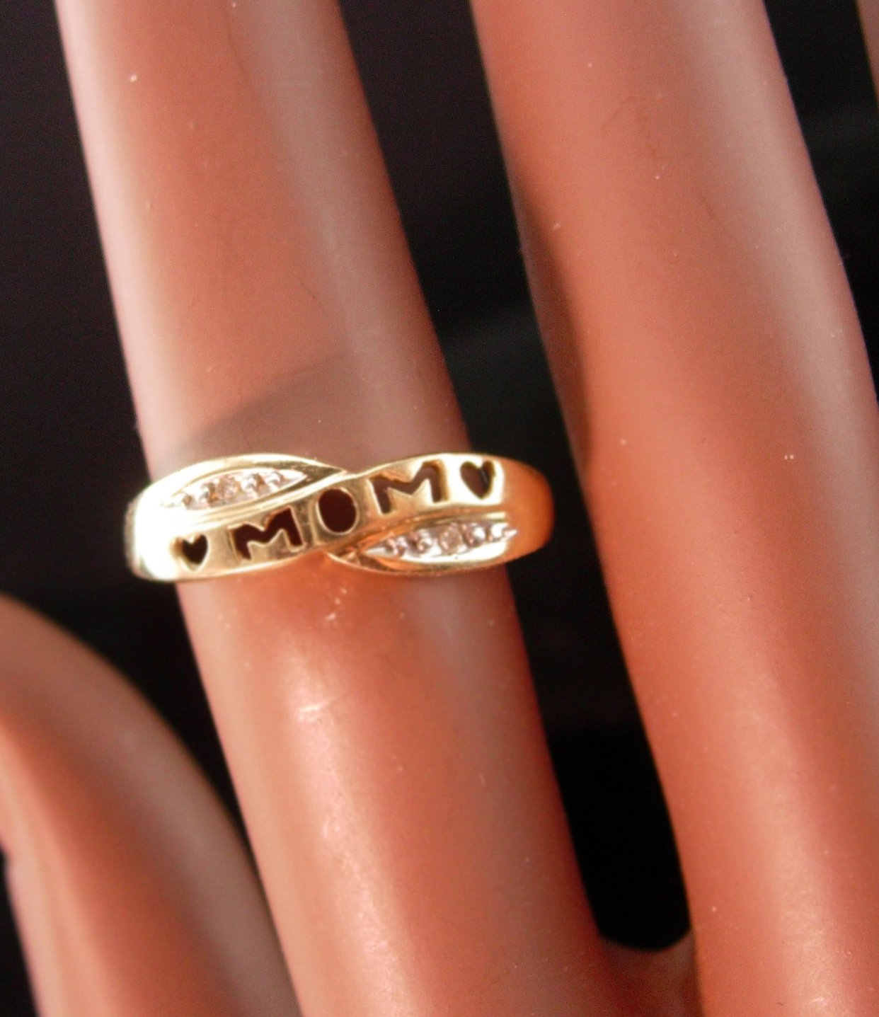 Vintage GOLD mom Diamond ring / - 1k Solid gold band - madre mother day ...