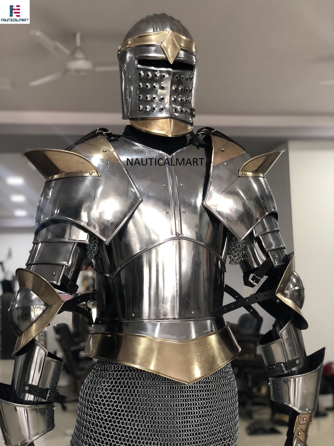 NauticalMart Suit of Armor Metal Armor LARP Armorset Steel and Brass ...