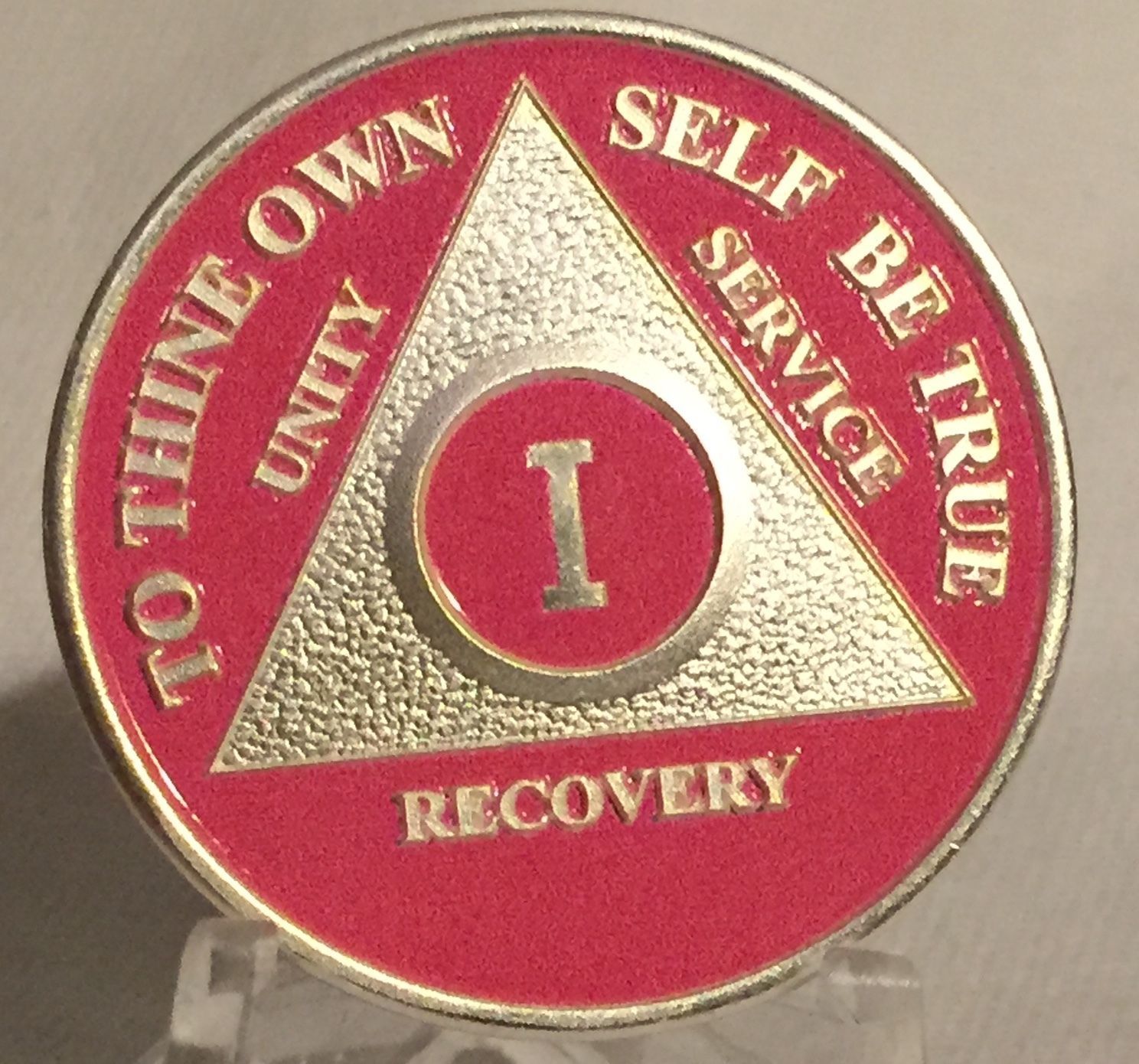 Pink & Silver Plated Any Year AA Chip Alcoholics Anonymous Medallion ...