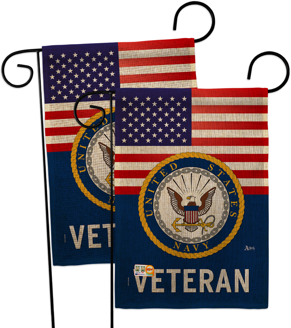US Navy Veteran Burlap - Impressions Decorative 2 pcs Garden Flags Pack ...