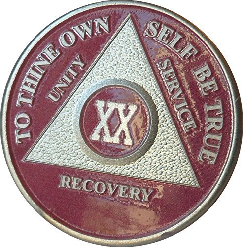 Pink & Silver Plated 20 Year AA Alcoholics Anonymous Medallion Chip XX ...