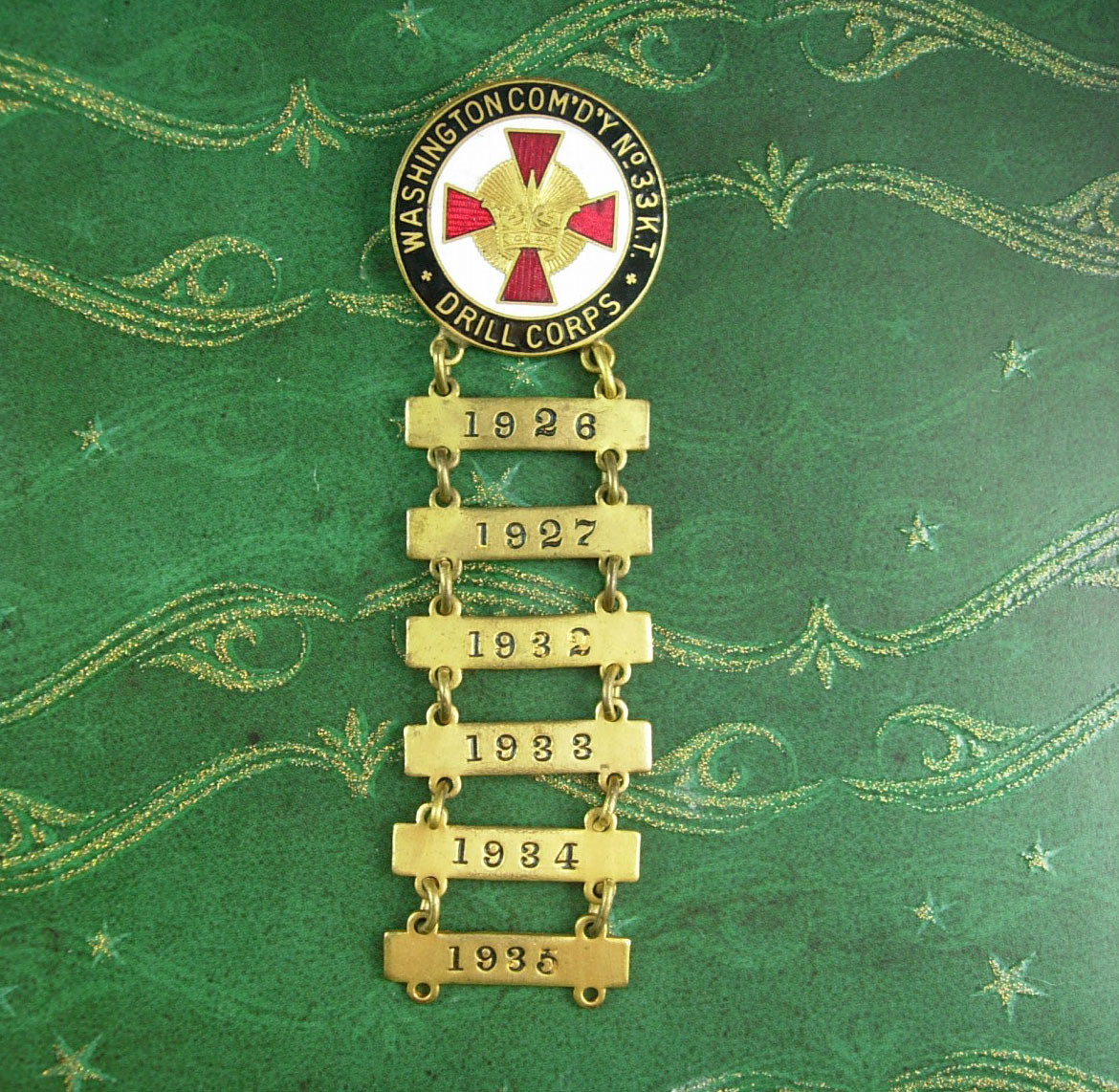 1926 Washington Com'd'y no 33 Drill Corps Service Award Badge Brooch ...