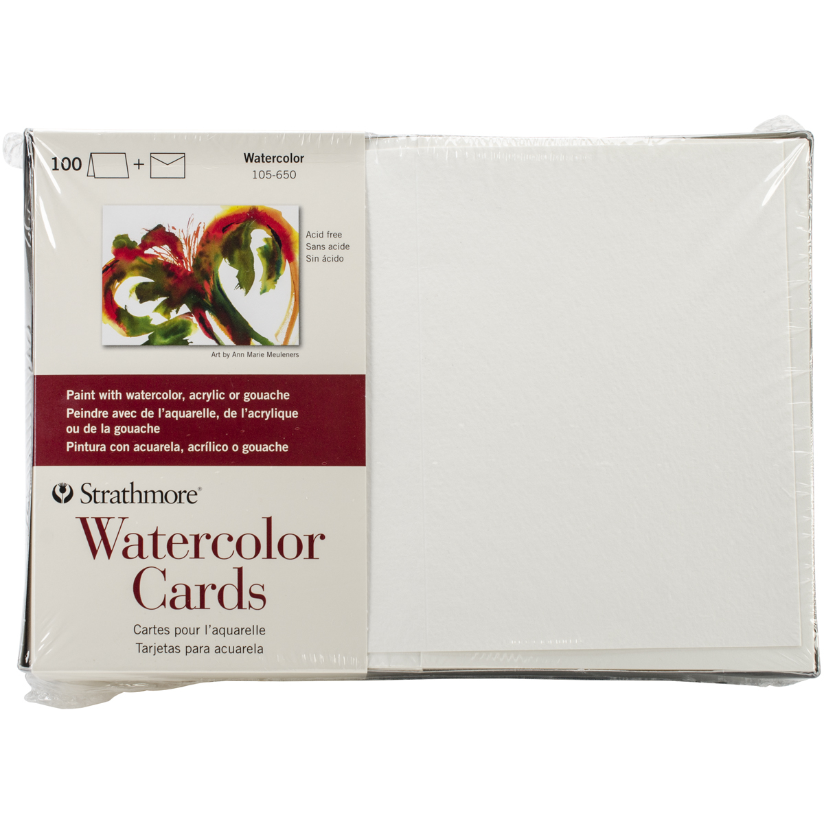 Strathmore Cards & Envelopes 5"X6.875" 100/Pkg-Watercolor - Art Supplies