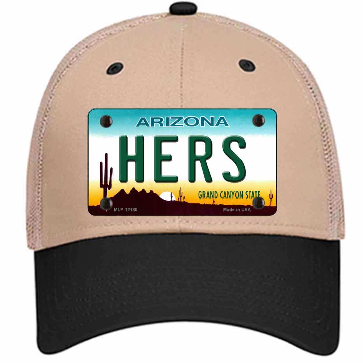 Hers Arizona Novelty Khaki Mesh License Plate Hat - Hats