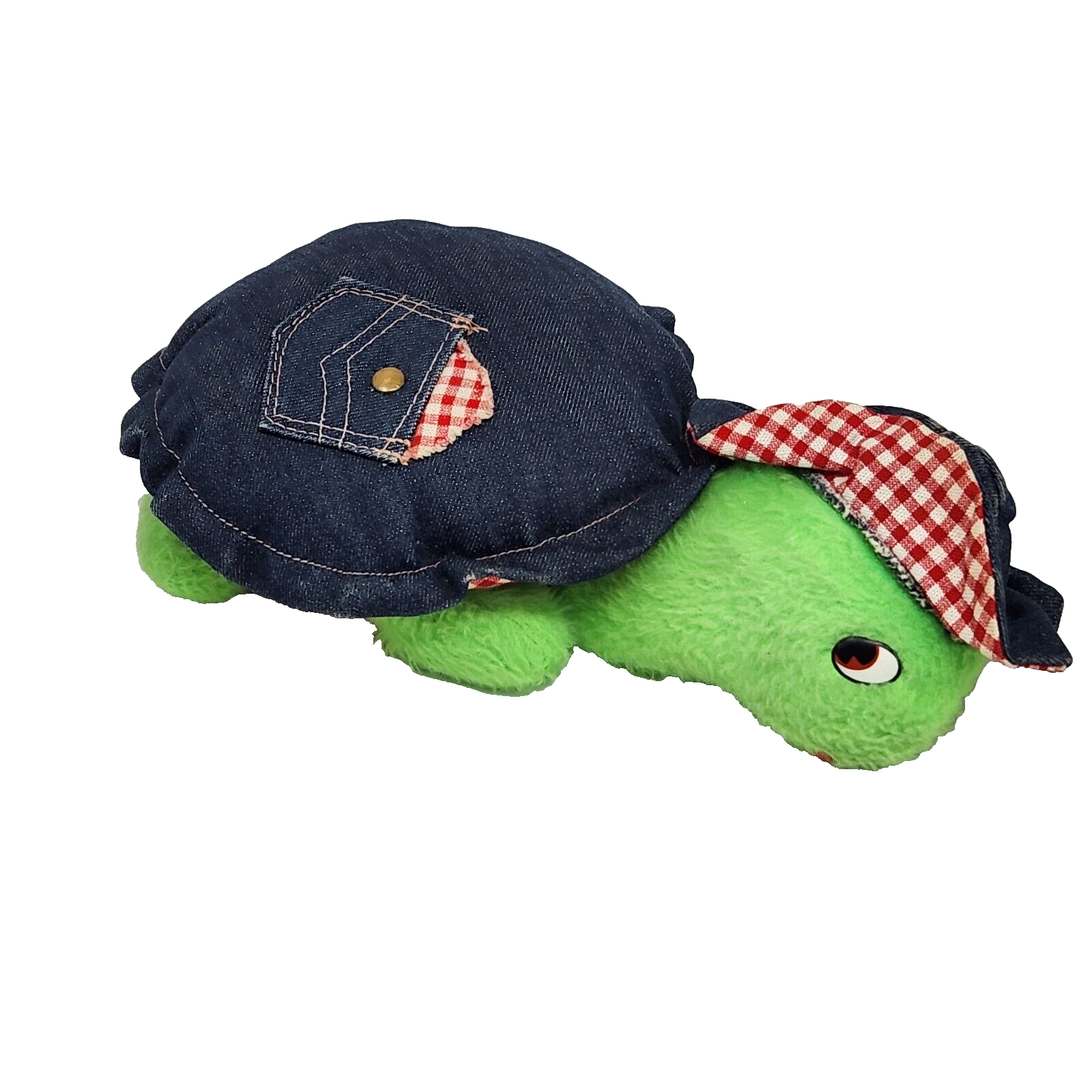 VINTAGE 1970's KNICKERBOCKER GREEN TURTLE WEARING JEANS STUFFED ANIMAL ...