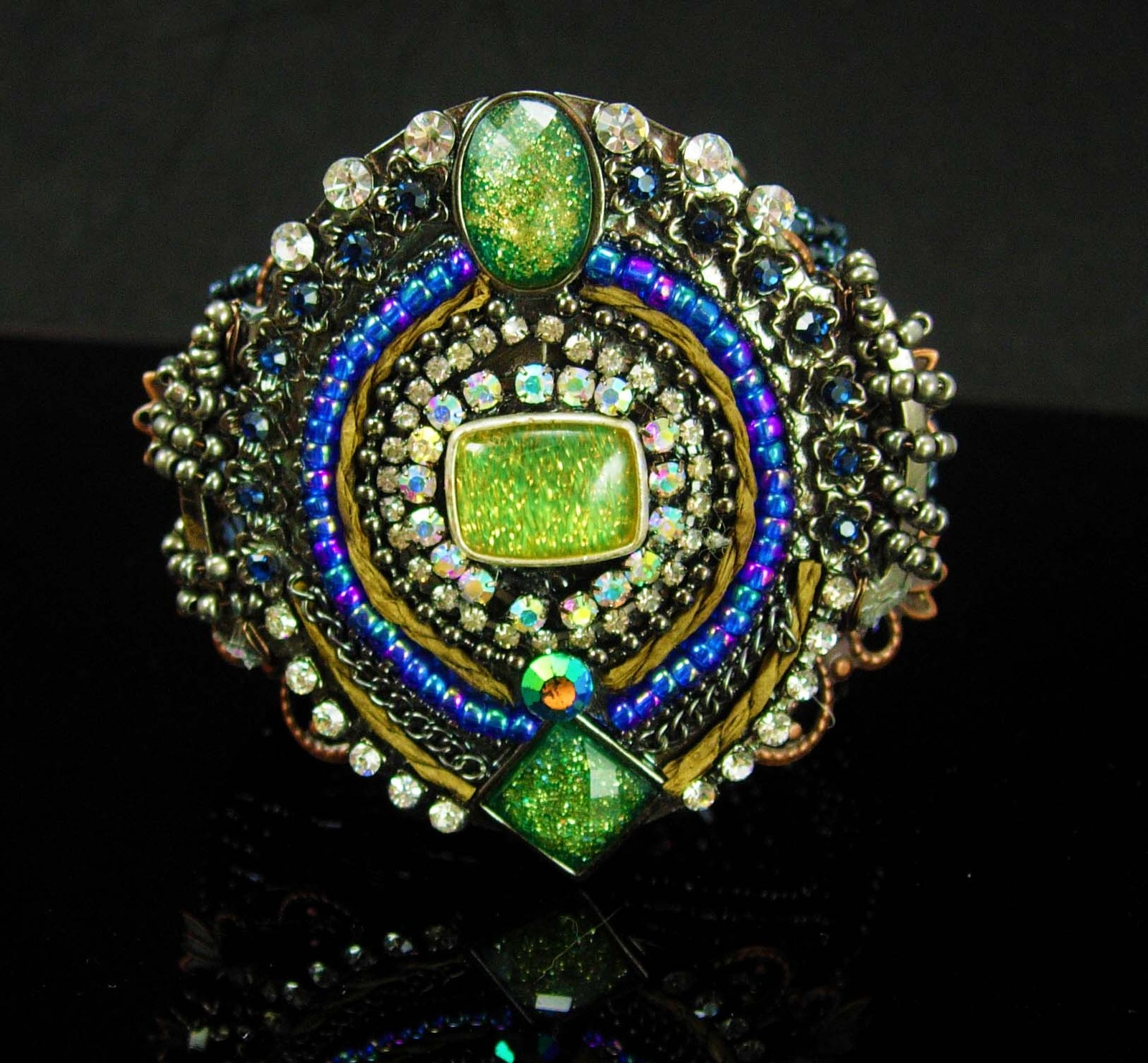 Hypnotic Gypsy Cuff Bracelet Dramatic Wide beaded rhinestone beauty ...
