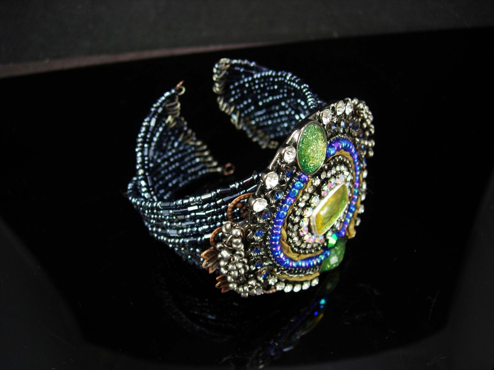 Hypnotic Gypsy Cuff Bracelet Dramatic Wide beaded rhinestone beauty ...