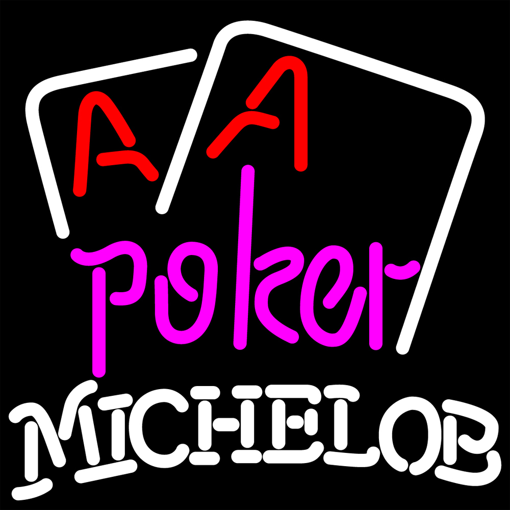 Michelob Purple Lettering Red Aces White Cards Neon Sign - Other ...