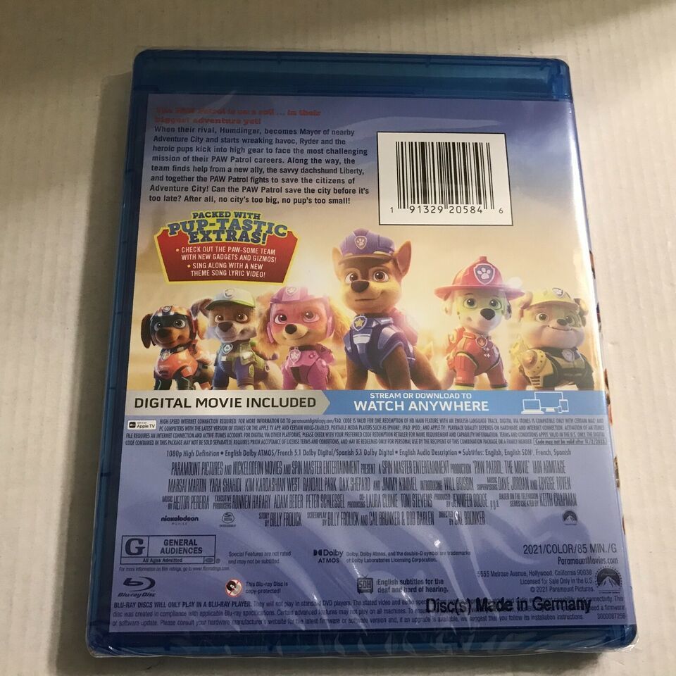 NEW Paw Patrol the Movie Blu Ray + Digital Sealed - DVDs & Blu-ray Discs