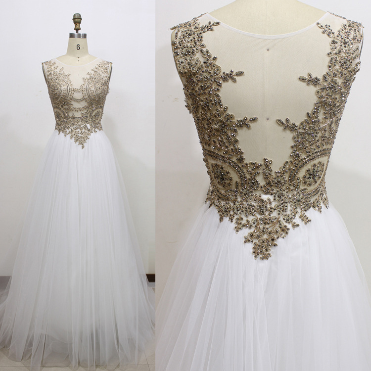 Rosyfancy See-through Illusion V-neck Rhineston Lace Top Wedding ...