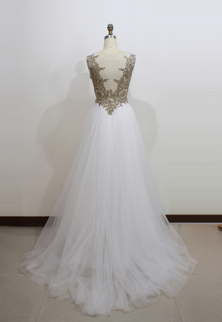 Rosyfancy See-through Illusion V-neck Rhineston Lace Top Wedding ...