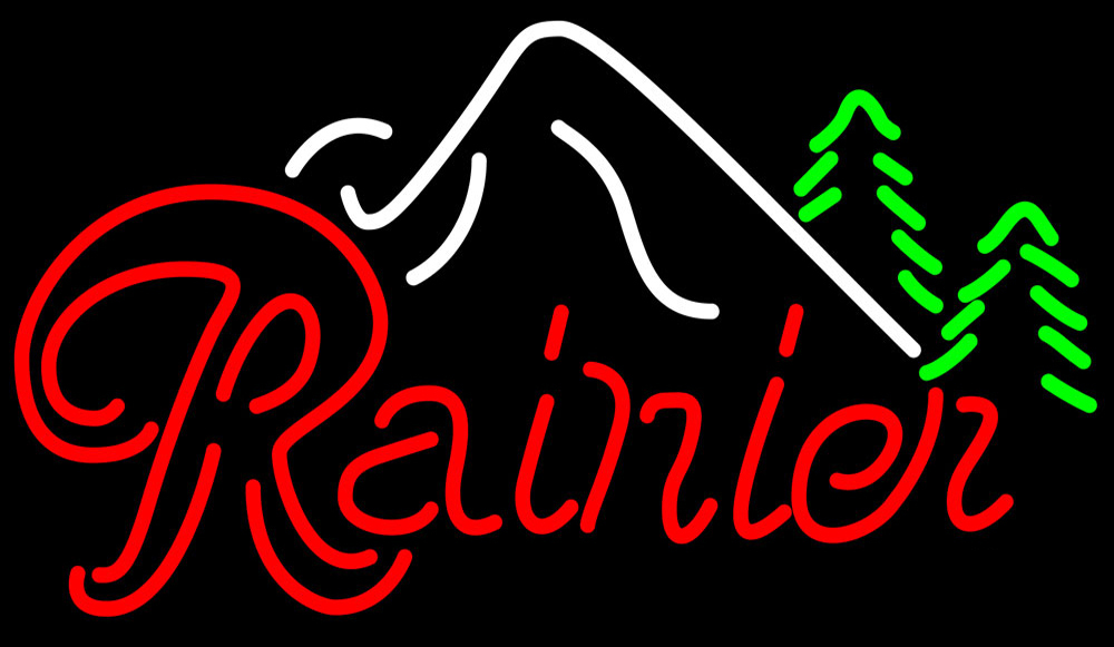 Rainier Evergeen Trees Mountain Neon Sign - Other Collectible Lighting