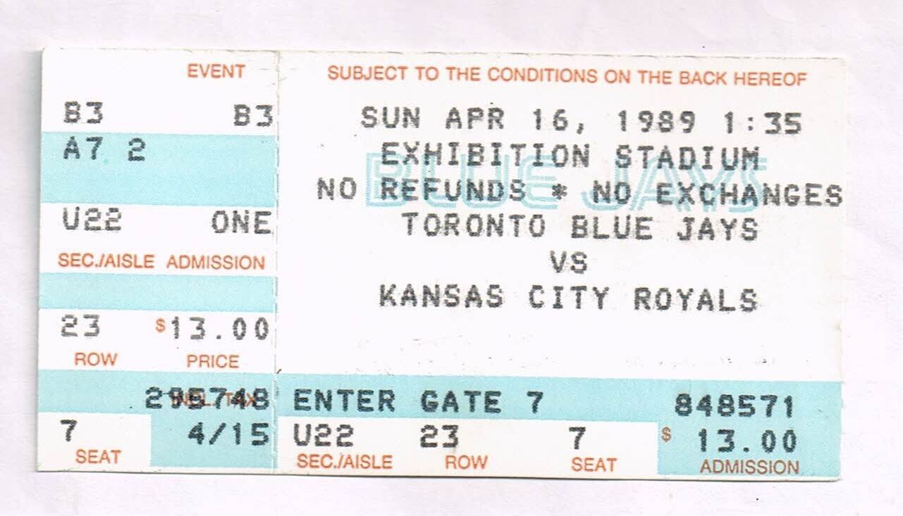 Kelly Gruber Hits for the Cycle ticket Stub April 16th 1989 Royals ...