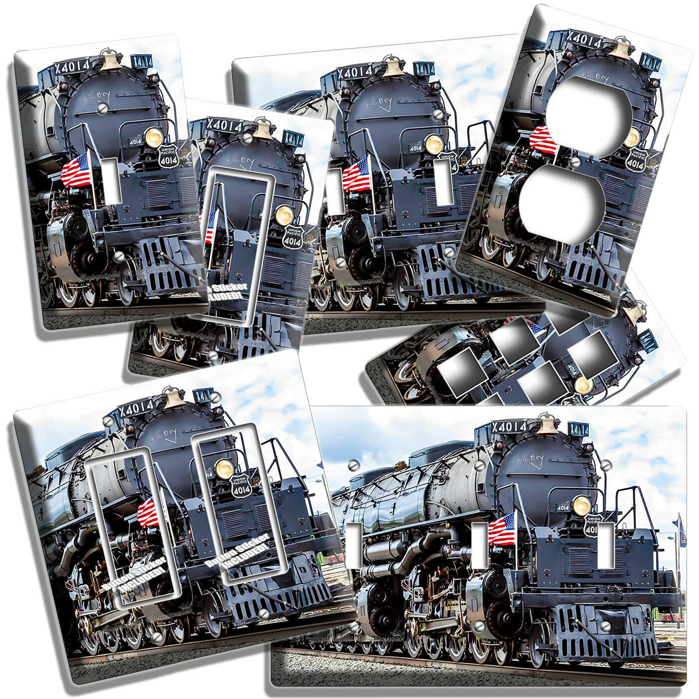 STEAM ENGINE TRAIN OLD RAILROAD BIG BOY LOCOMOTIVE LIGHT SWITCH OUTLET ...