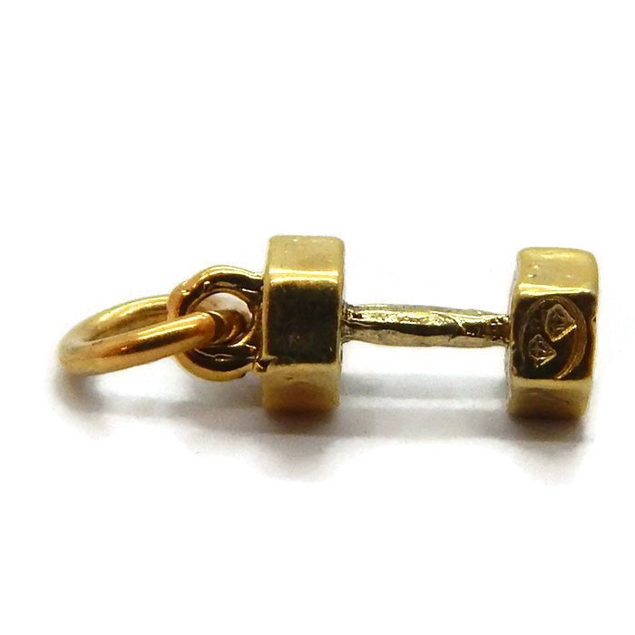 Dumbbell Charm Pendant 14k Yellow Gold!! - Bracelets & Charms