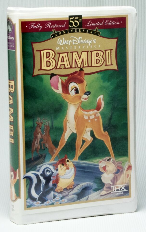 WALT DISNEY MASTERPIECE BAMBI ANNIVERSARY VHS CLAM SHELL CASE + INSERTS ...