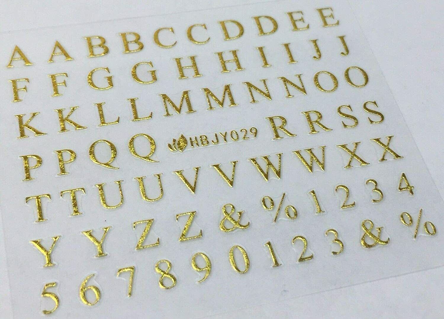 Nail Art 3D Decal Stickers Alphabet Letters gold HBJY029 - Nail Art Tools