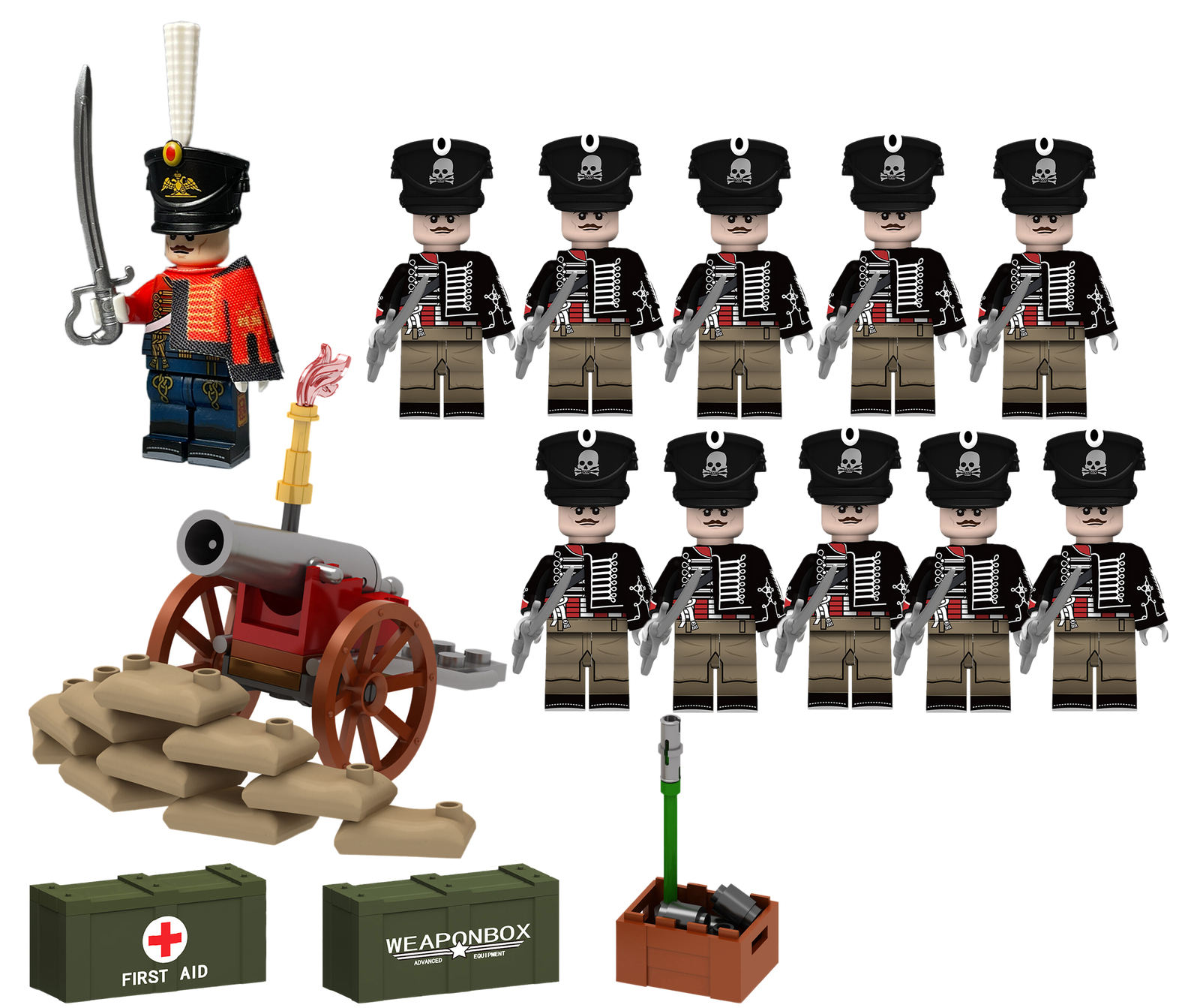 Prussian Totenkopf Hussars Custom 11 Minifigure with Weapons & Accessories - Building Toy ...