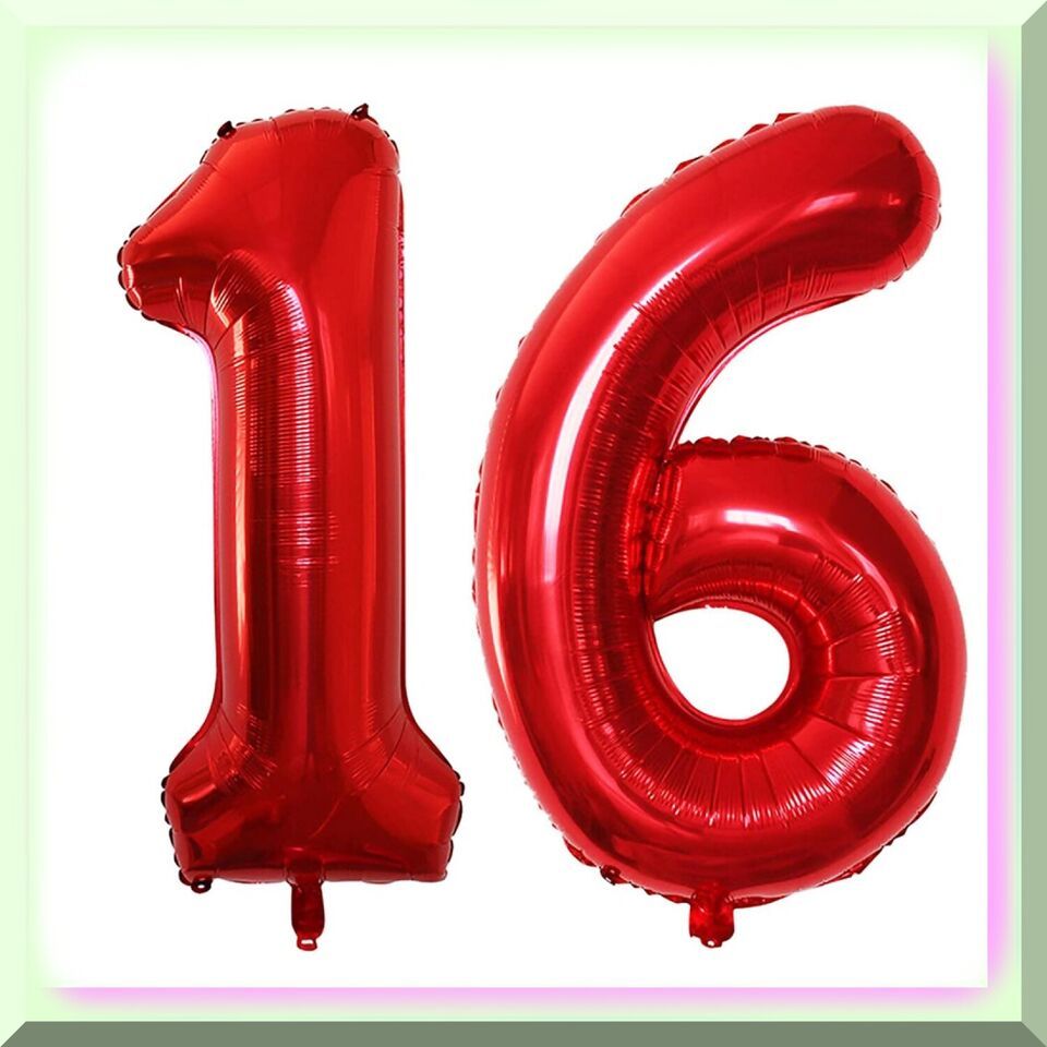 Sweet 16 Red Number Balloons - 16th Birthday Party Decorations ...