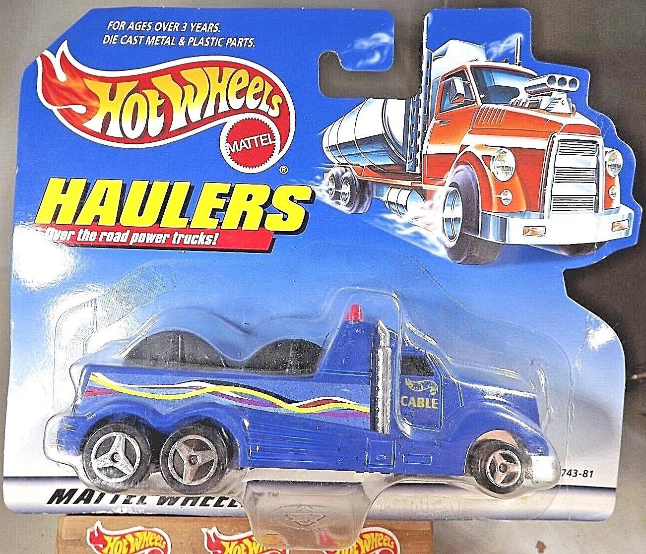 1998 Hot Wheels 65743-81 Haulers HW CABLE Spools Truck Blue w/Chrome 3 ...