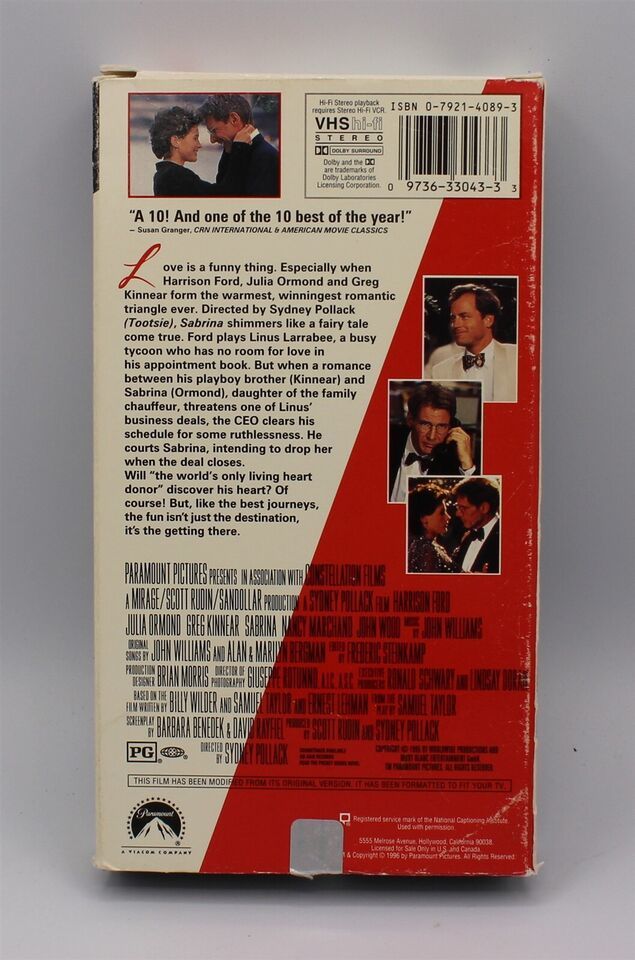 Sabrina (VHS, 1996) - Harrison Ford, Julia and similar items
