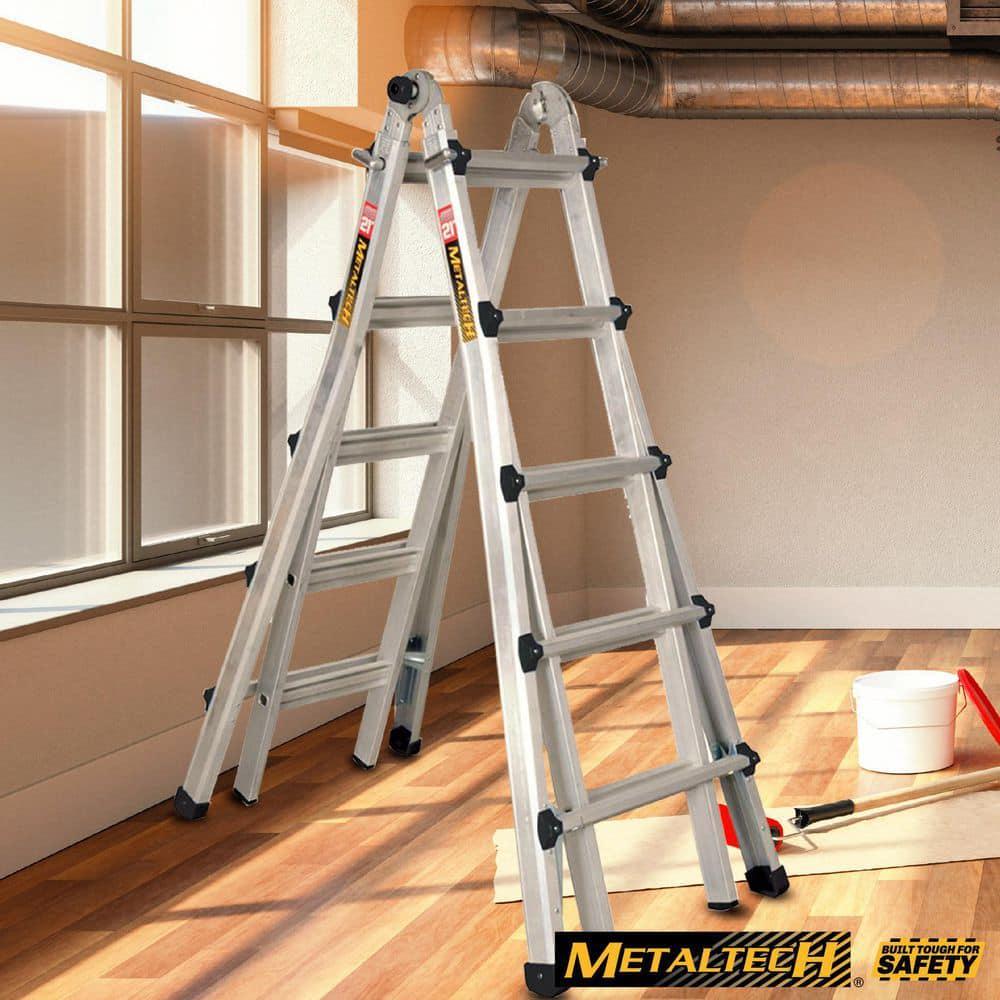 MetalTech Ladders 5-in-1 21-ft. Aluminum Telescoping Multi-Position ...