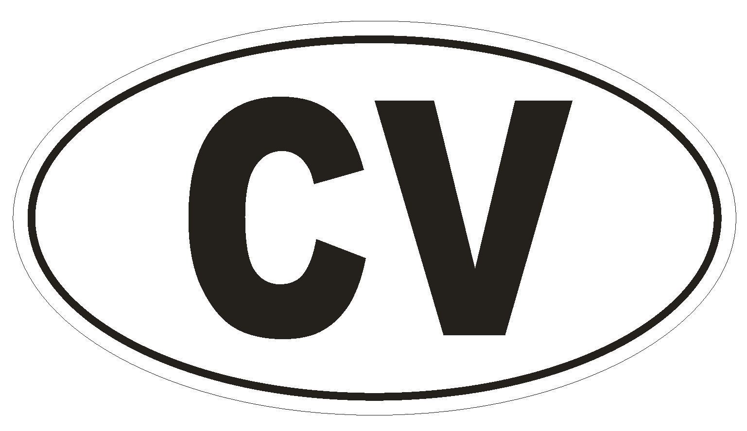 CV Cape Verde Country Code Oval Bumper Sticker or Helmet Sticker D1034 ...