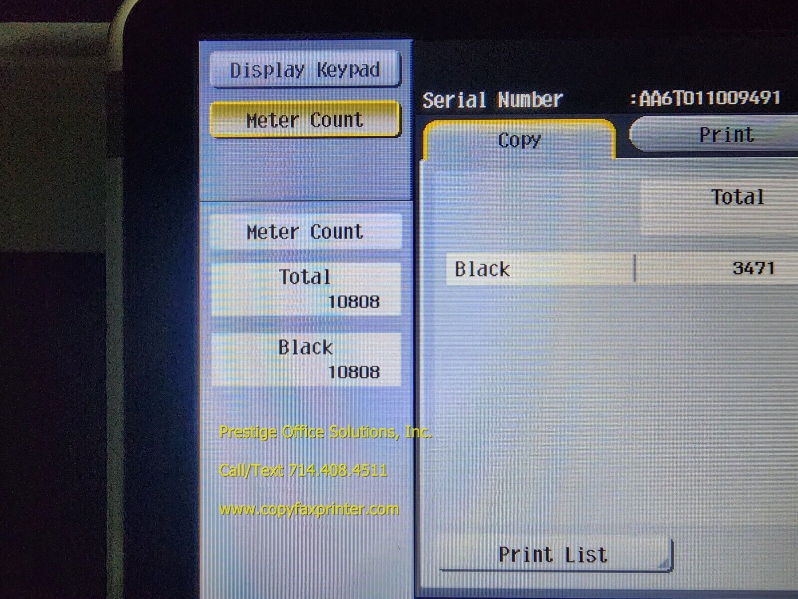 Konica Minolta Bizhub 558e Black/White Copier Printer Scanner. Meter ...